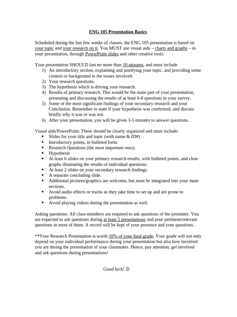 ENG 105 Presentation Basics | PDF