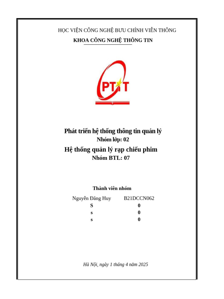 Báo cáo lần 1 - HTTTQL | PDF