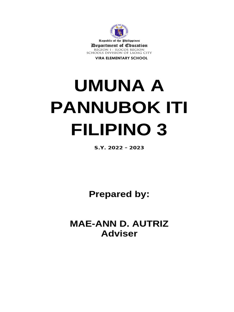 Filipino 3 PT Q1 | PDF