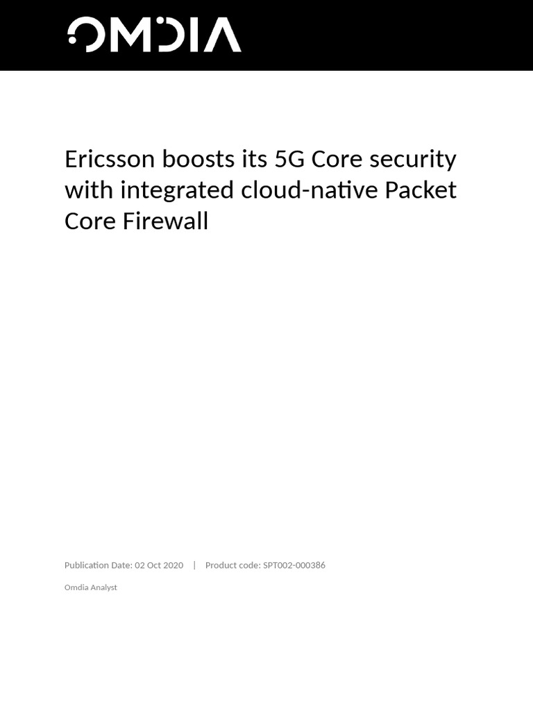 2.ericsson Boosts Its 5G Core Security With Integrated Cloud-Native Packet Core Firewall | PDF ...
