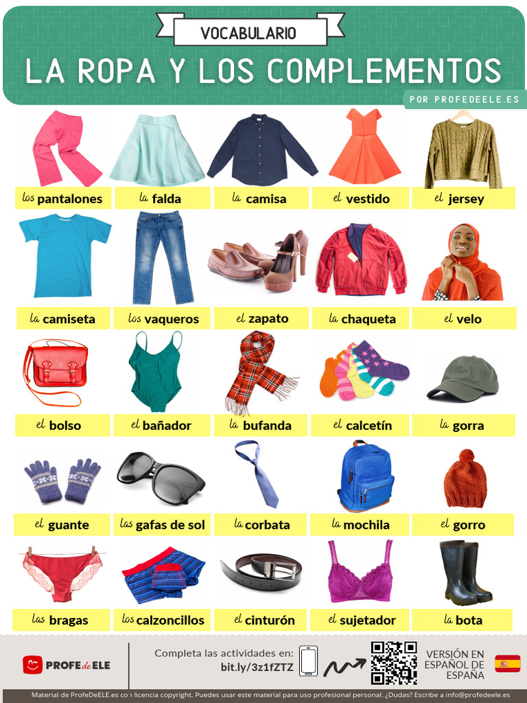 Infografía - Vocabulario de La Ropa (v.1.0) | PDF | Ropa | Moda