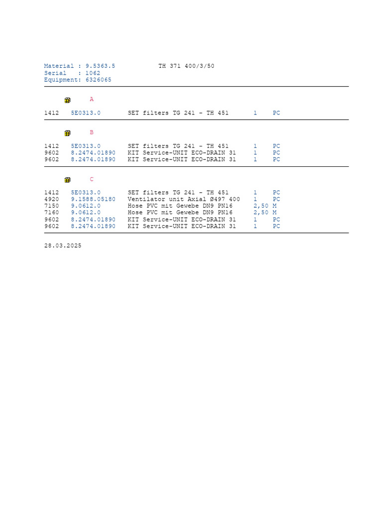 TH371 ABC Parts List | PDF
