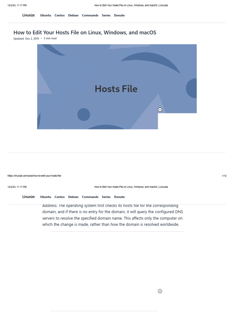 Edit Hosts File on Linux Systems | PDF | Domain Name | Domain Name System