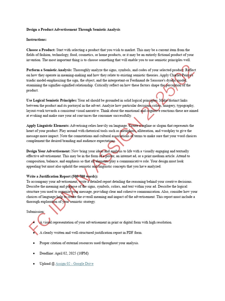 Design A Product Advertisement Through Semiotic Analysis | PDF ...