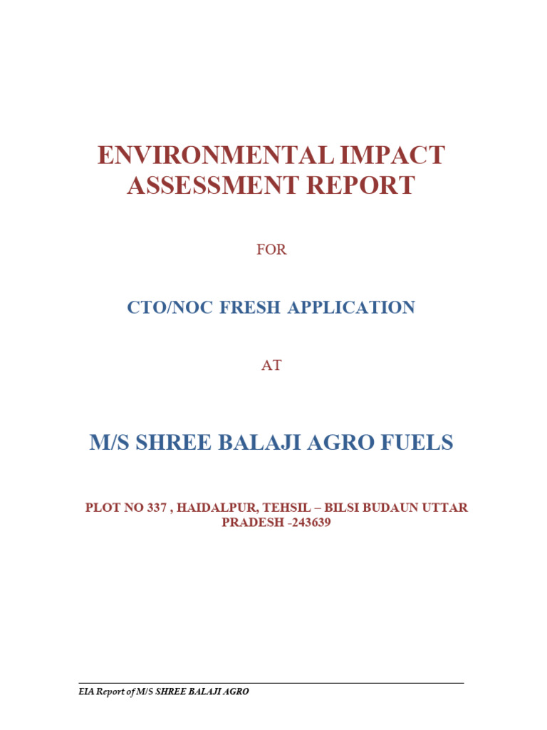 EIA Report for Shree Balaji Agro Fuels | PDF | Waste | Waste Management