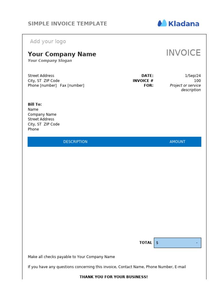 01. Simple Invoice Template | PDF