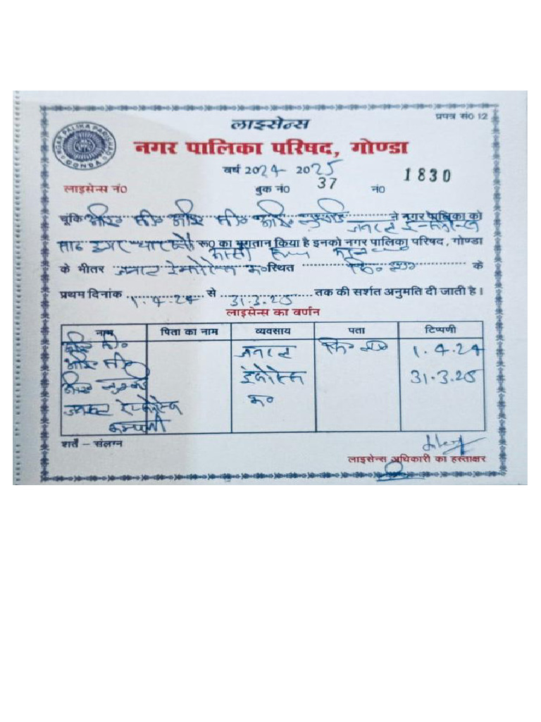 Trade License Copy Gonda Location FY-2024-25 | PDF