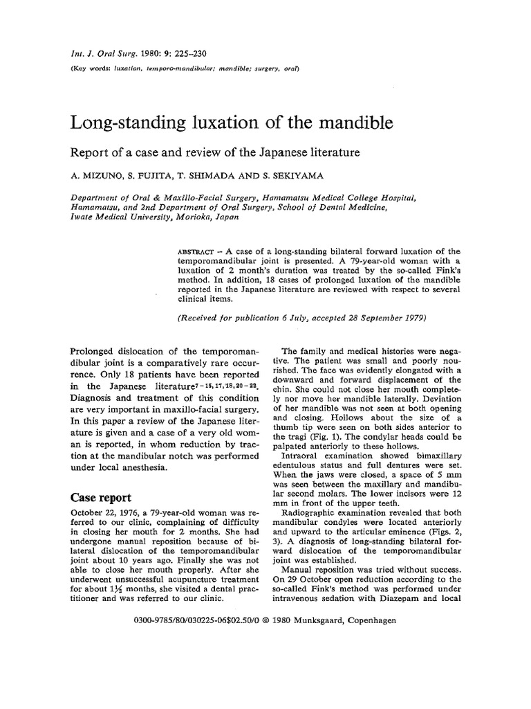Long-standing Mandibular Luxation Case | PDF