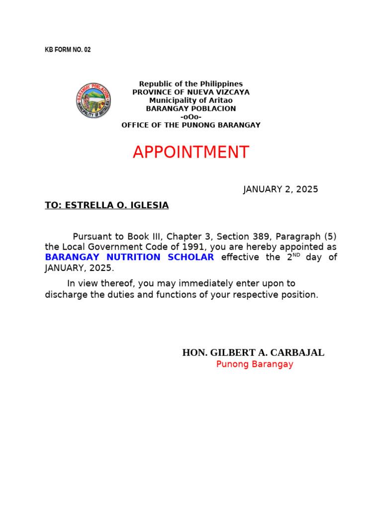 Appointment Form | PDF
