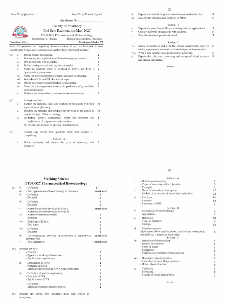 PY3CO27 Pharmaceutical Biotechnology | PDF