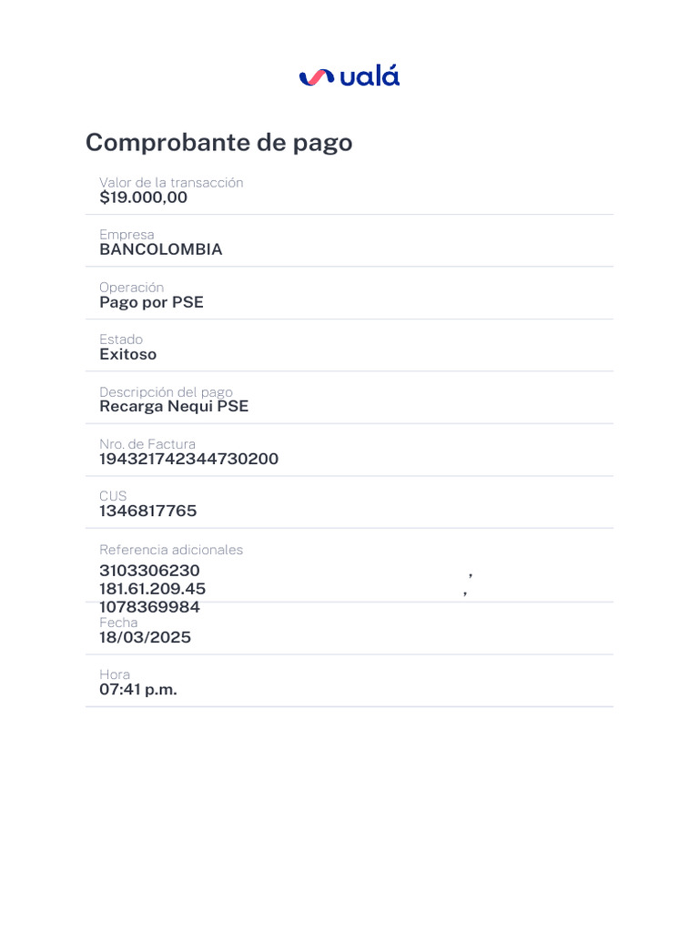 Comprobante de Pago Nequi PSE | PDF