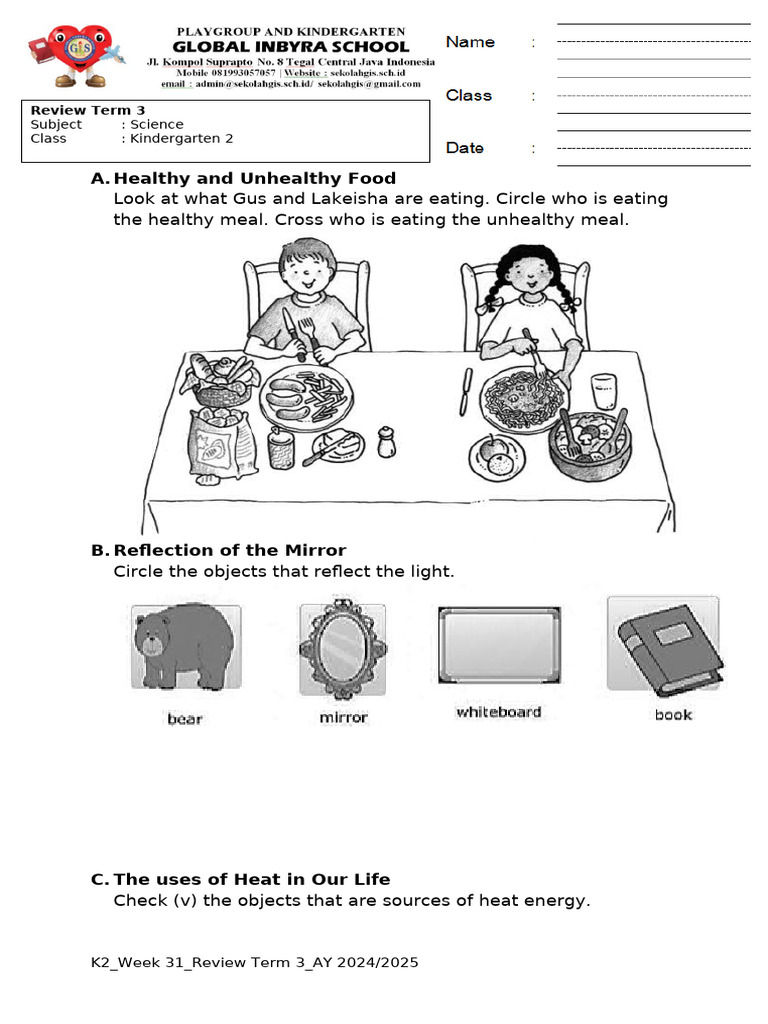 Kindergarten Science Review Activities | PDF