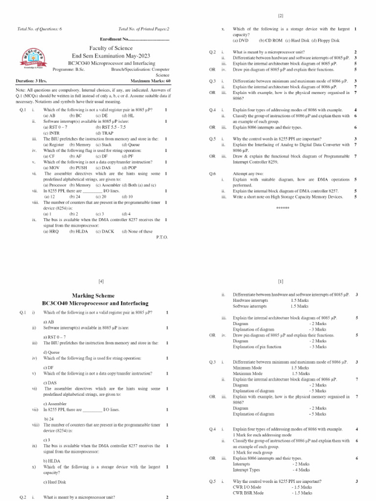 BC3CO40 Microprocessor & Interfacing | PDF