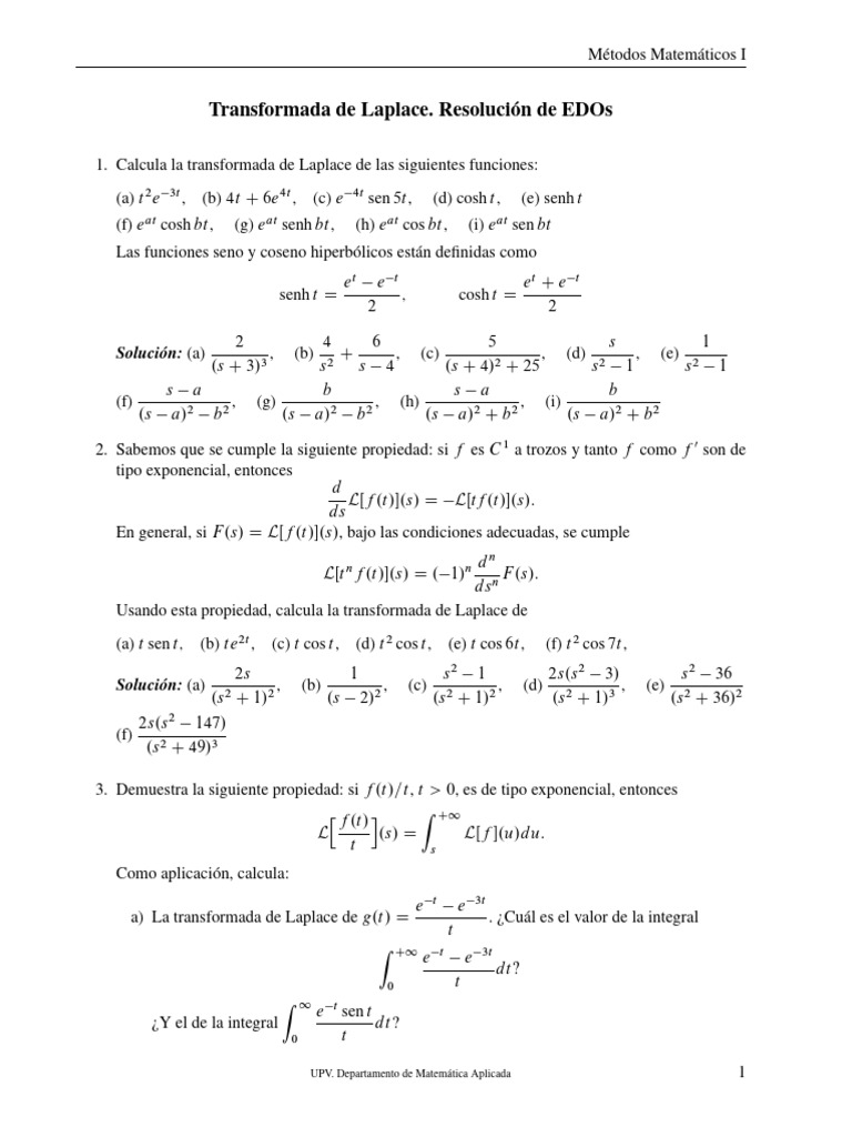 Laplace EDOs 1 | PDF | Transformada de Laplace | Calculo diferencial