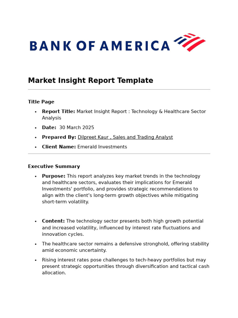 Market Insight Report: Tech & Healthcare | PDF | Financial Risk ...