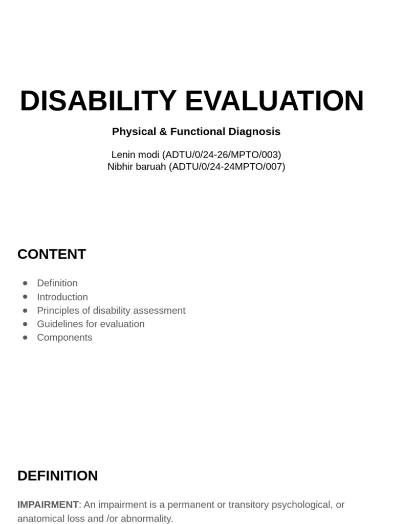 Disability Evaluation Guidelines and Principles | PDF | Amputation ...