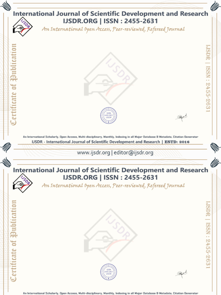 IJSDR 300553 - Certificate | PDF | Academia | Scholarly Communication