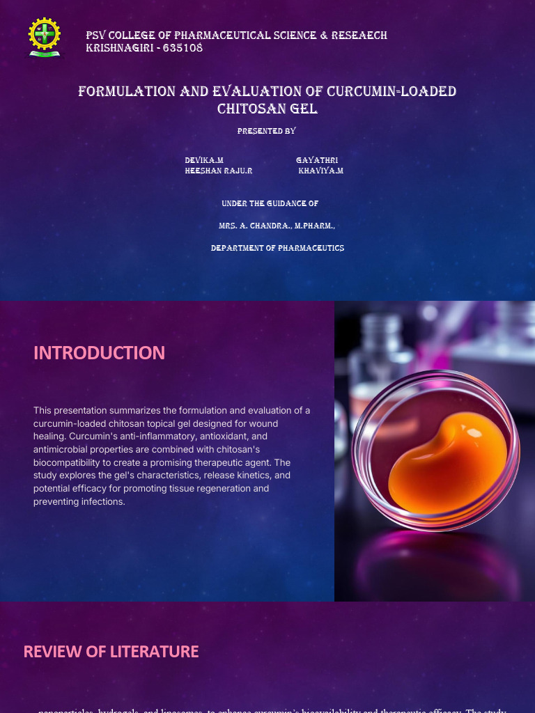 curcumin loaded chitosan gel ppt | PDF | Wound Healing | Pharmaceutical Formulation