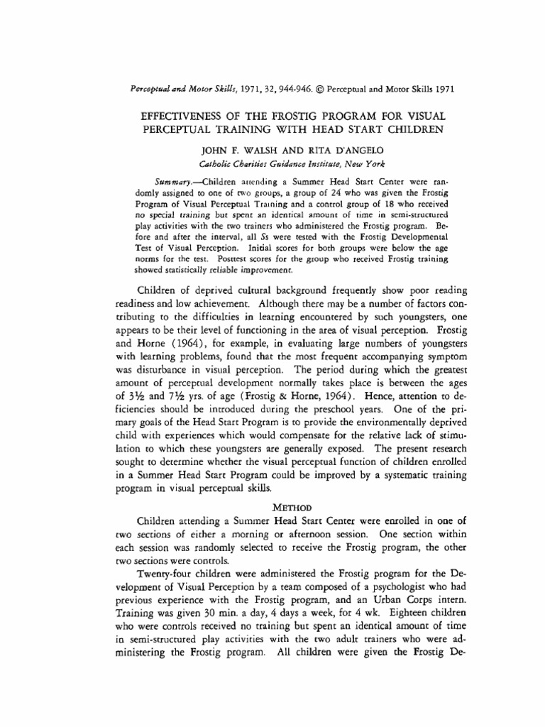 Effectiveness of The Frostig Program For Visual Perceptual Training ...