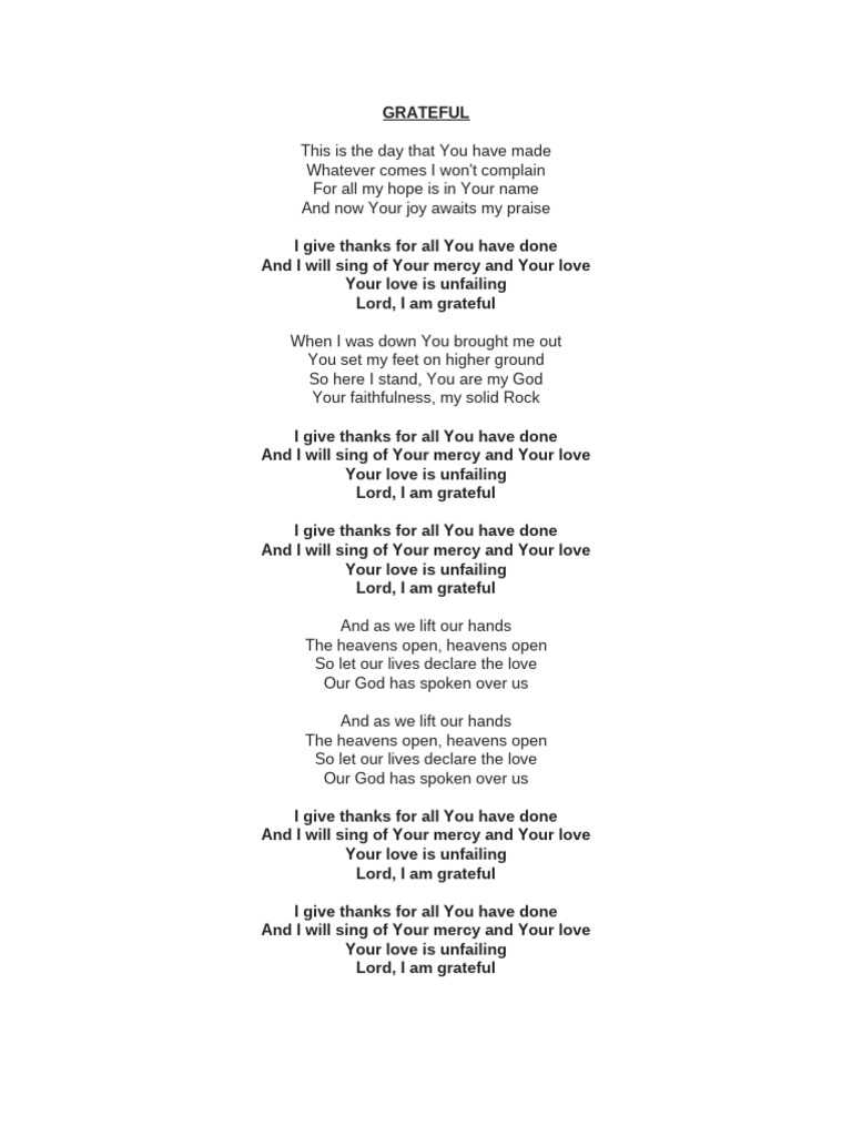 Grateful: A Song of Thanks | PDF