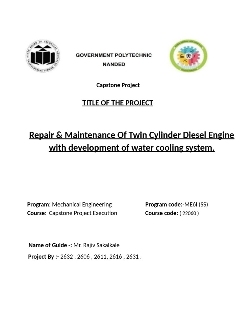 Capstone Projecte Report | PDF | Internal Combustion Engine | Diesel Engine