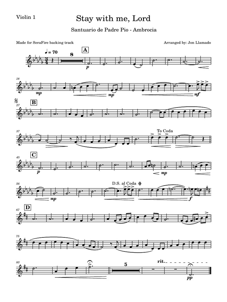 Stay With Me, Lord - Serafire-Violin - 1 | PDF