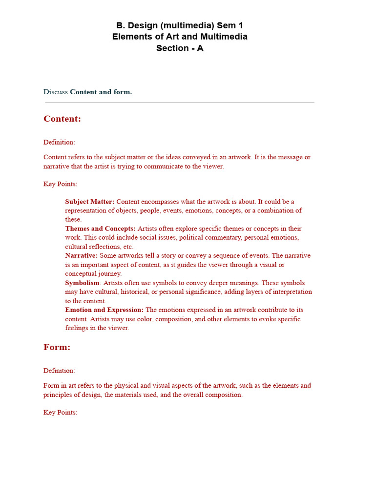 Content and Form. | PDF | Composition (Visual Arts) | Cognition