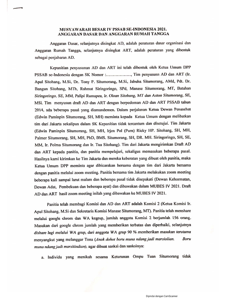 Berita Acara Mubes IV PSSAB Indonesia | PDF
