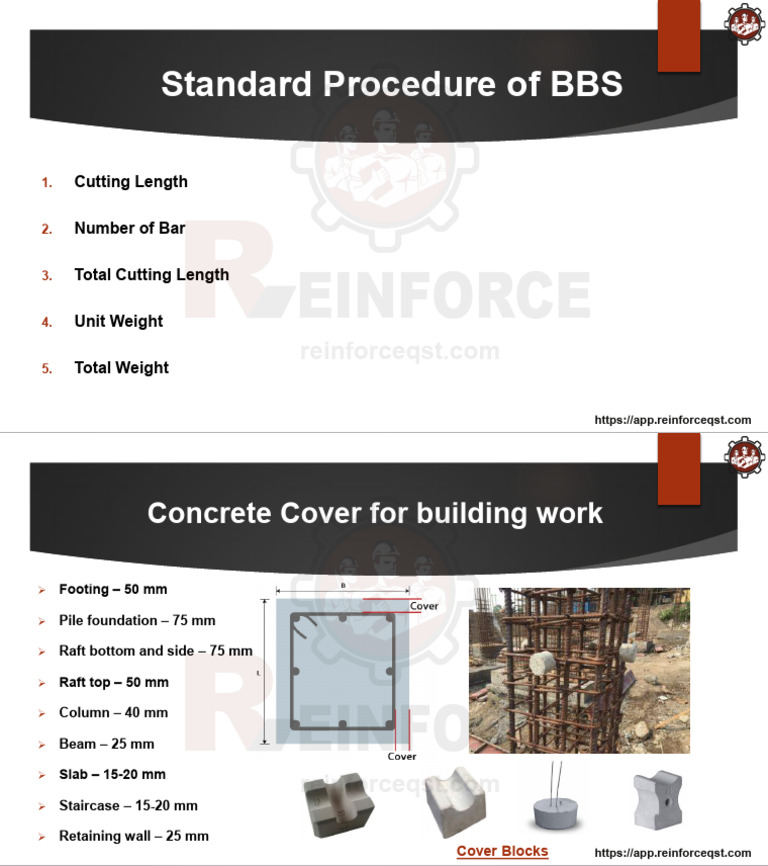 Standard Procedure of BBS & Covers For Structures | PDF