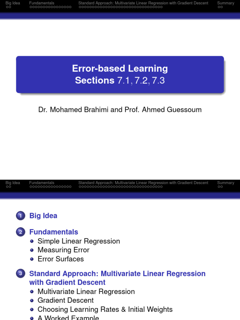 BookSlides - 7 Part A - Error-Based - Learning | PDF | Errors And ...