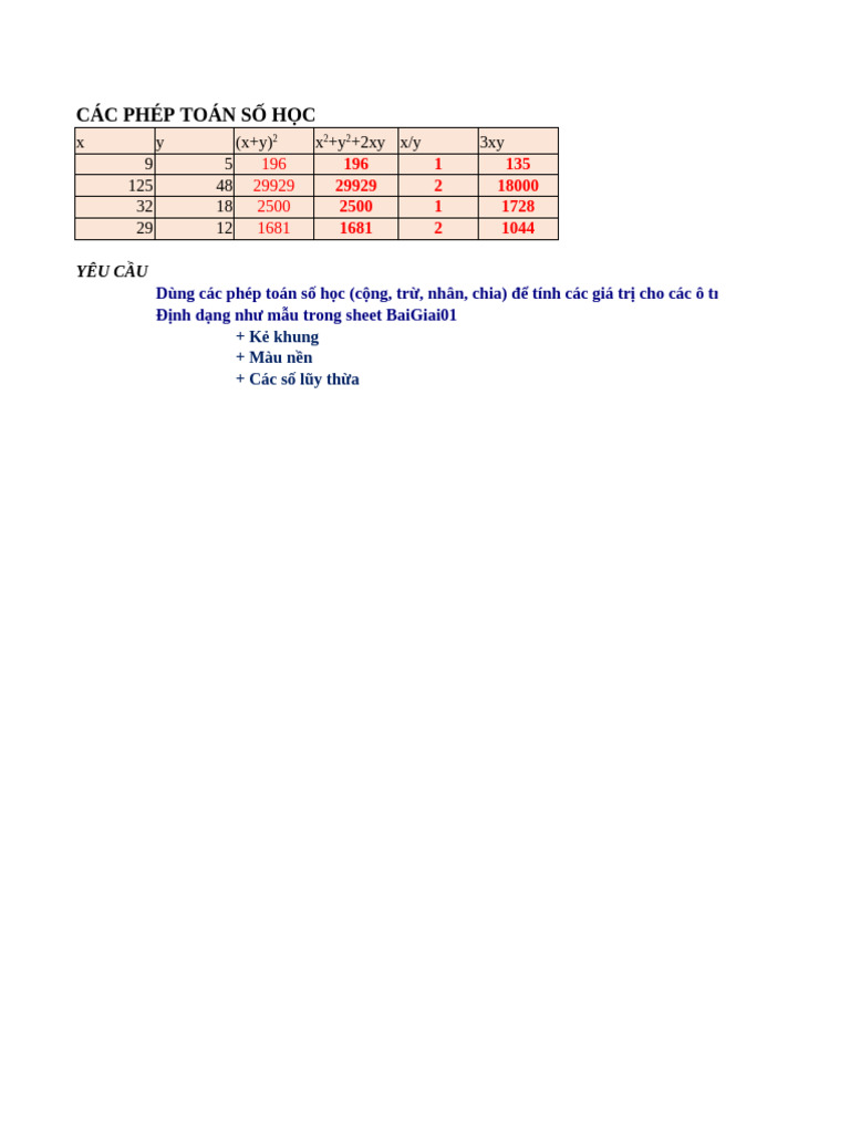 Bai Tap Excel CB | PDF