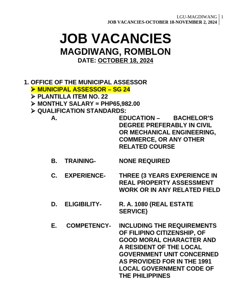 Local Posting of Vacancies 1018 1102 2024 | PDF