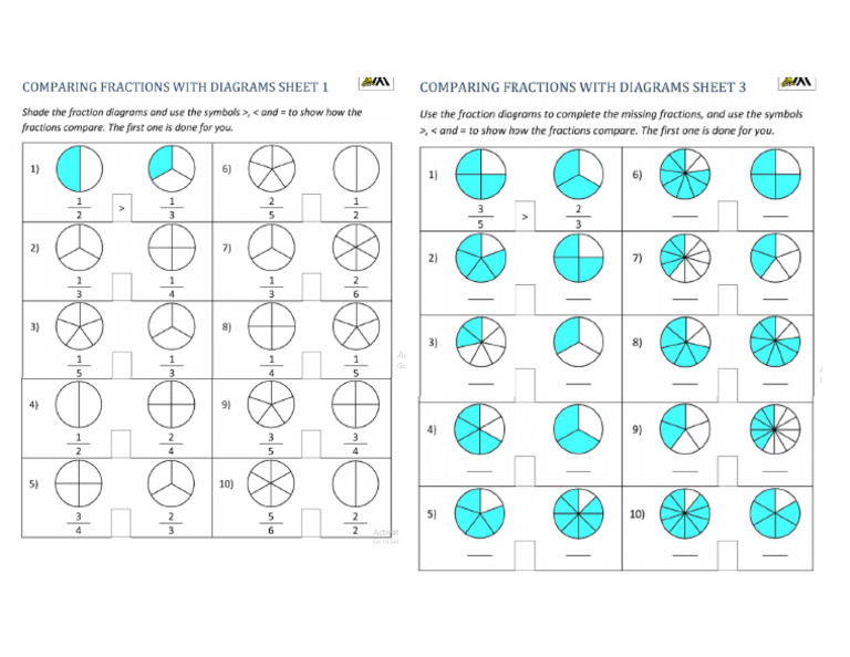 Worksheet (Comparing Fractions) | PDF