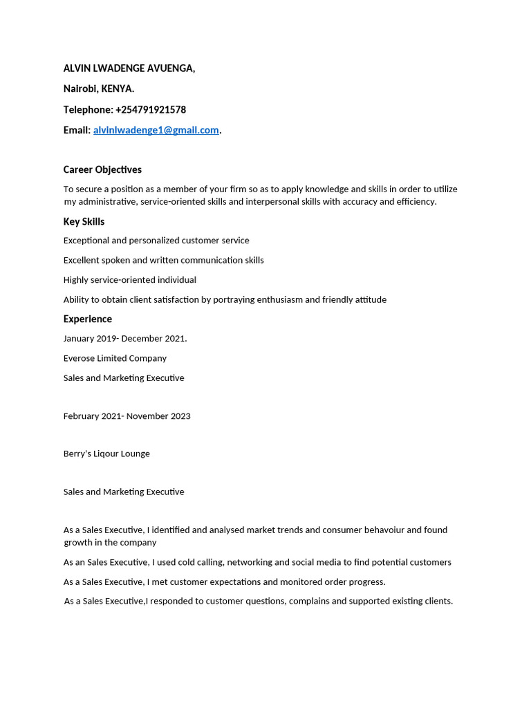 Qatar CV Sales Executive | PDF
