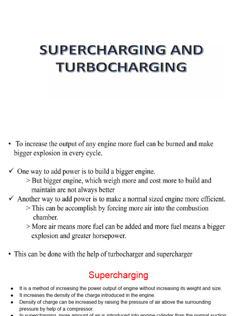 Supercharging: Boosting Engine Power | PDF