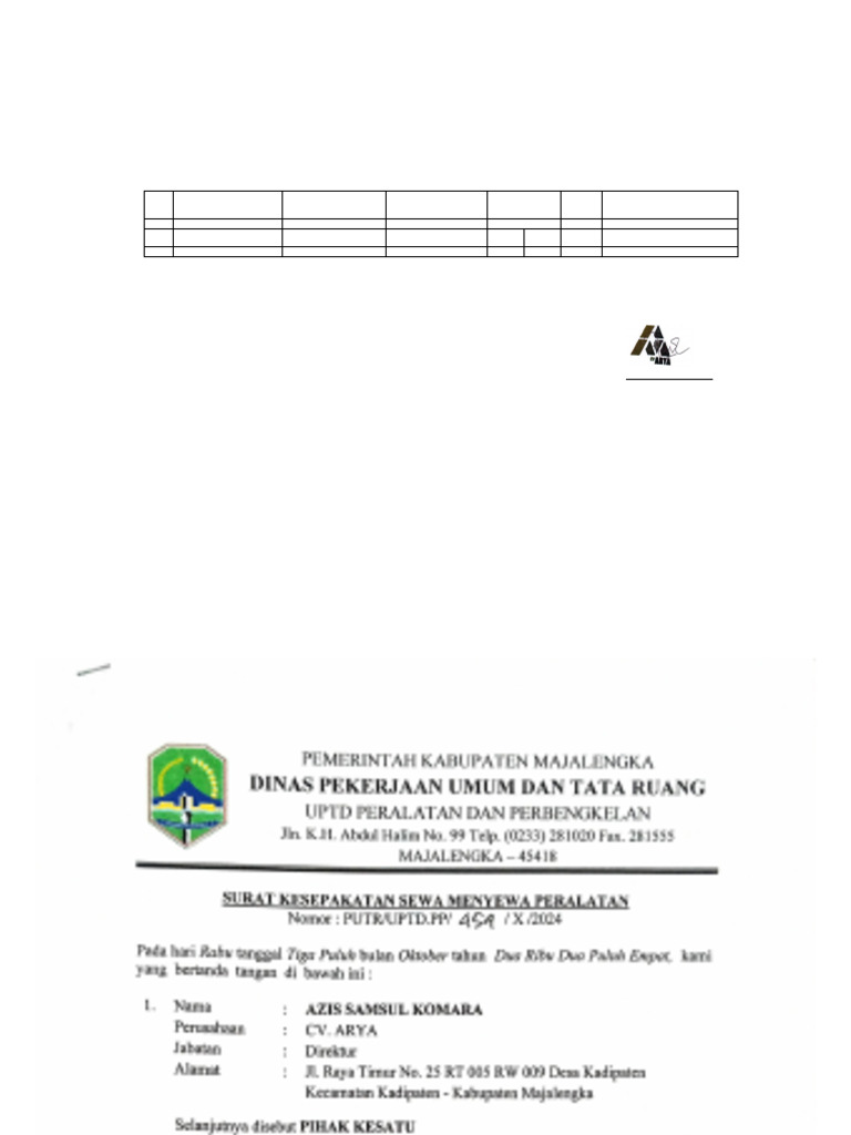 Peralatan Cv. Arya | PDF