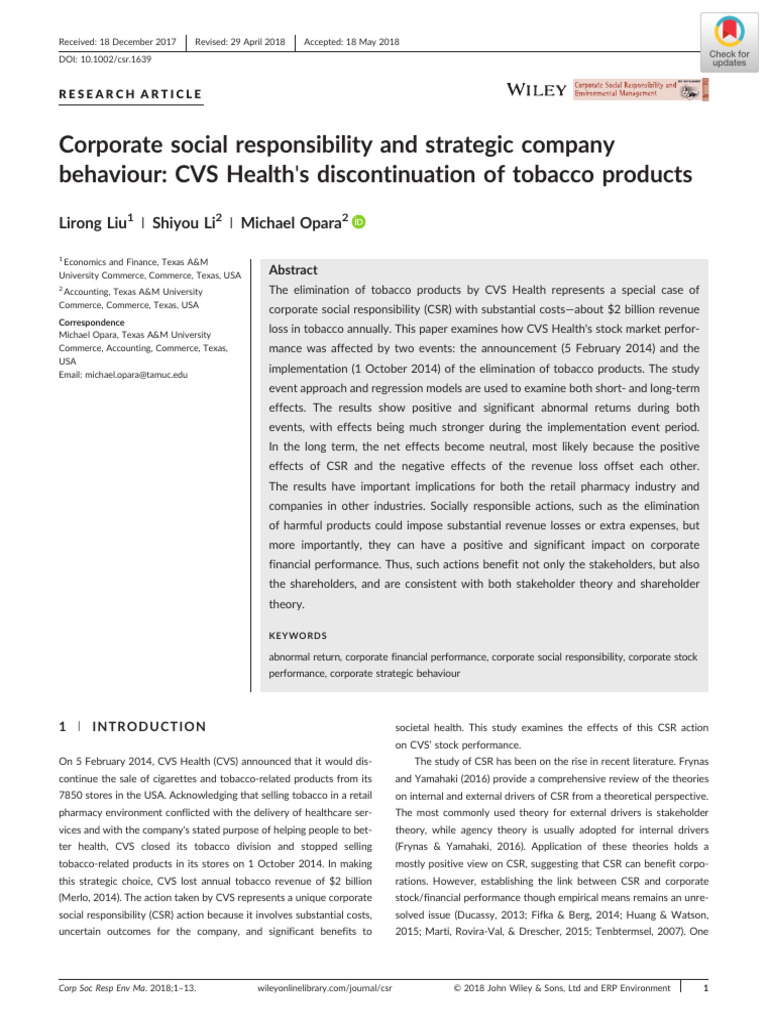 Corporate Social Responsibility and Stra | PDF | Corporate Social ...