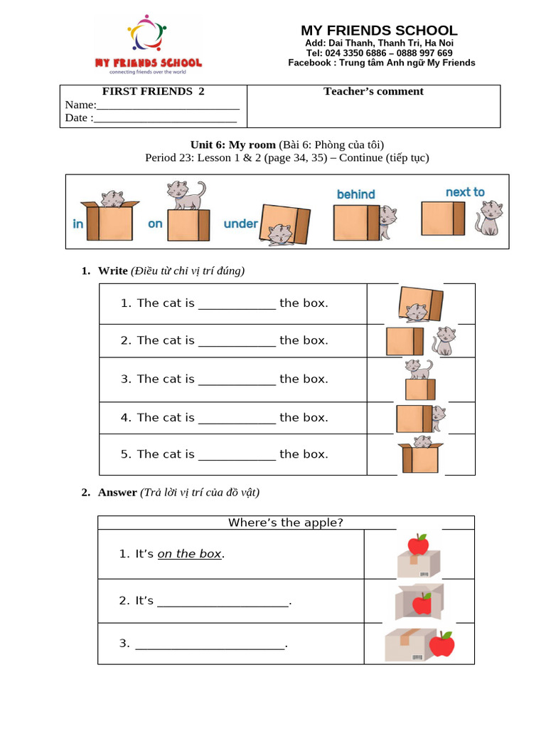 First Friends 2 - Unit 6-Lesson 1+2 (Cont) | PDF