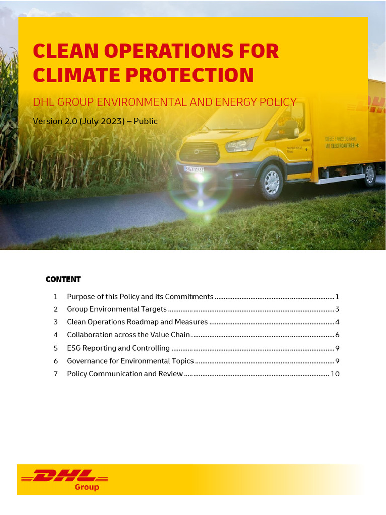 DHL Environmental Policy 2023 | PDF | Sustainable Energy | Climate ...