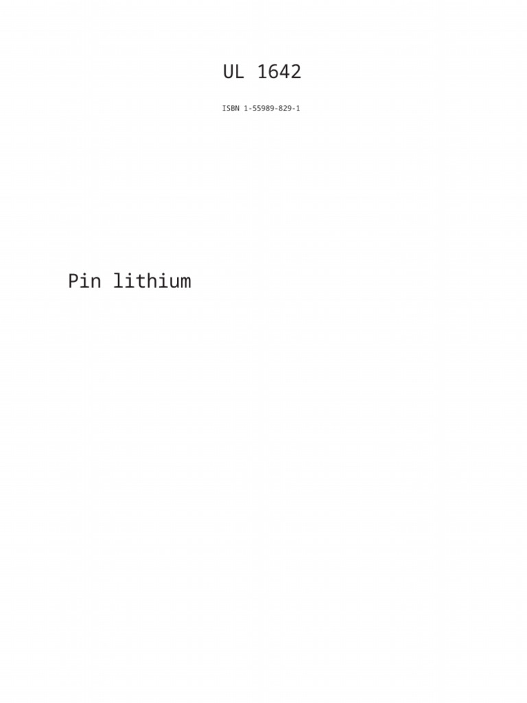 UL1642 STANDARD FOR SAFETY Lithium Batteries | PDF