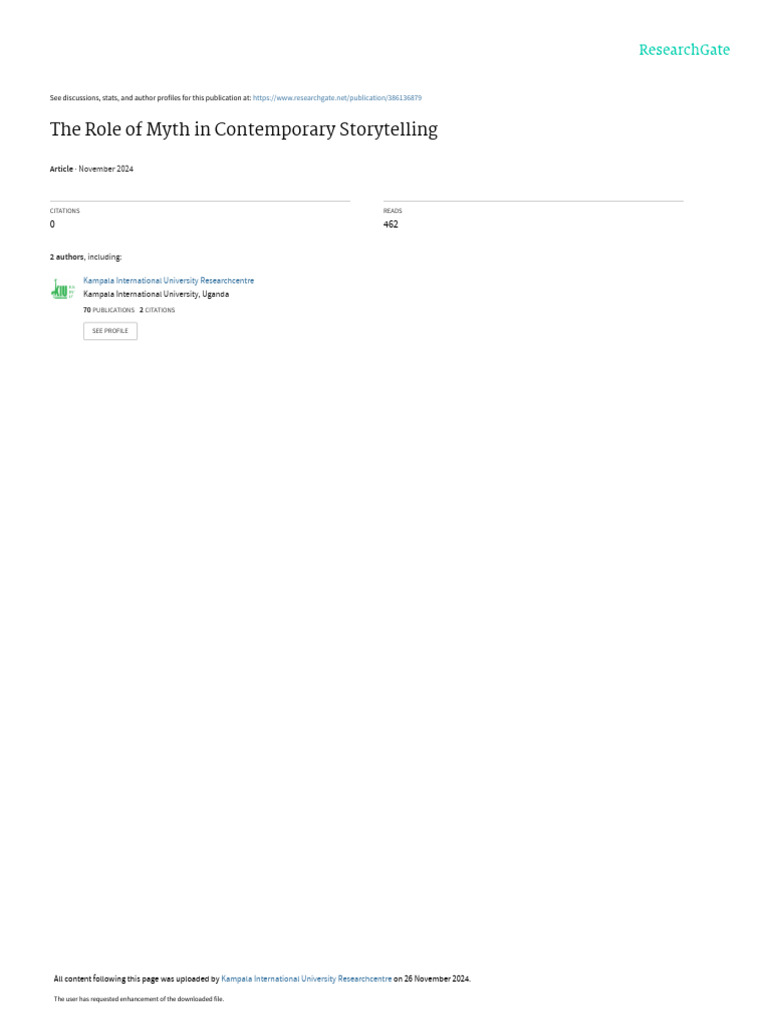 The Roleof Mythin Contemporary Storytelling | PDF | Narrative ...