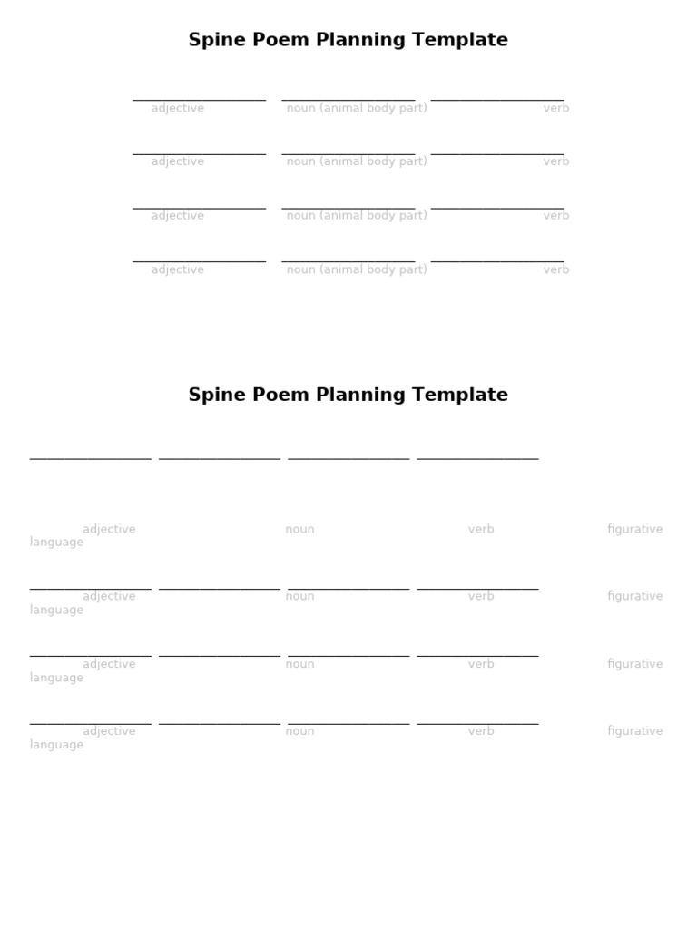 Spine Poem Planning Template | PDF