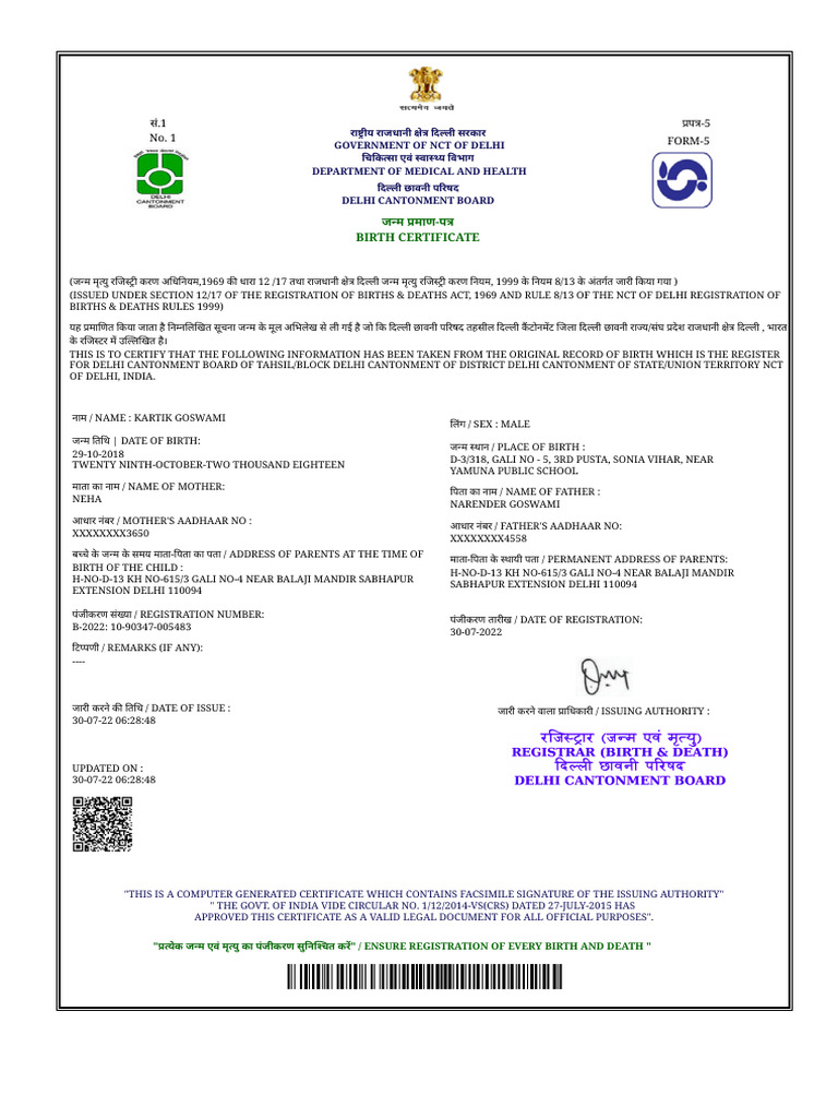Birth Civil Registration System | PDF