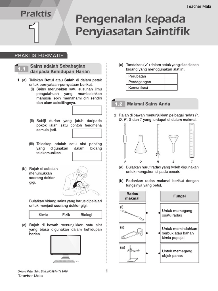 Latihan T1 Sains bab 1 pg1-3_28th Mac 2025 | PDF