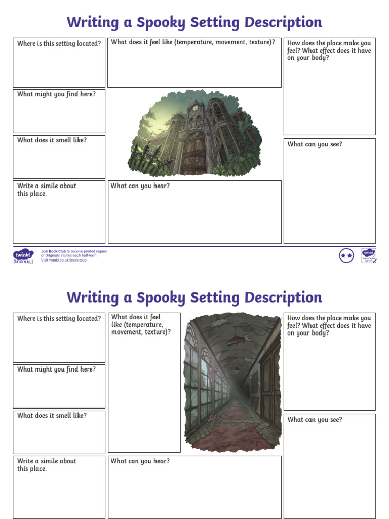 t2 or 315 Writing A Spooky Setting Description Differentiated Activity ...