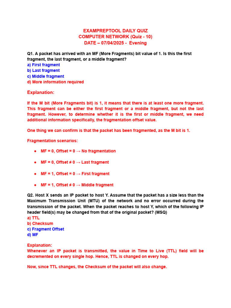 Exampreptool Daily Quiz-10 Solution | PDF | Internet Standards ...