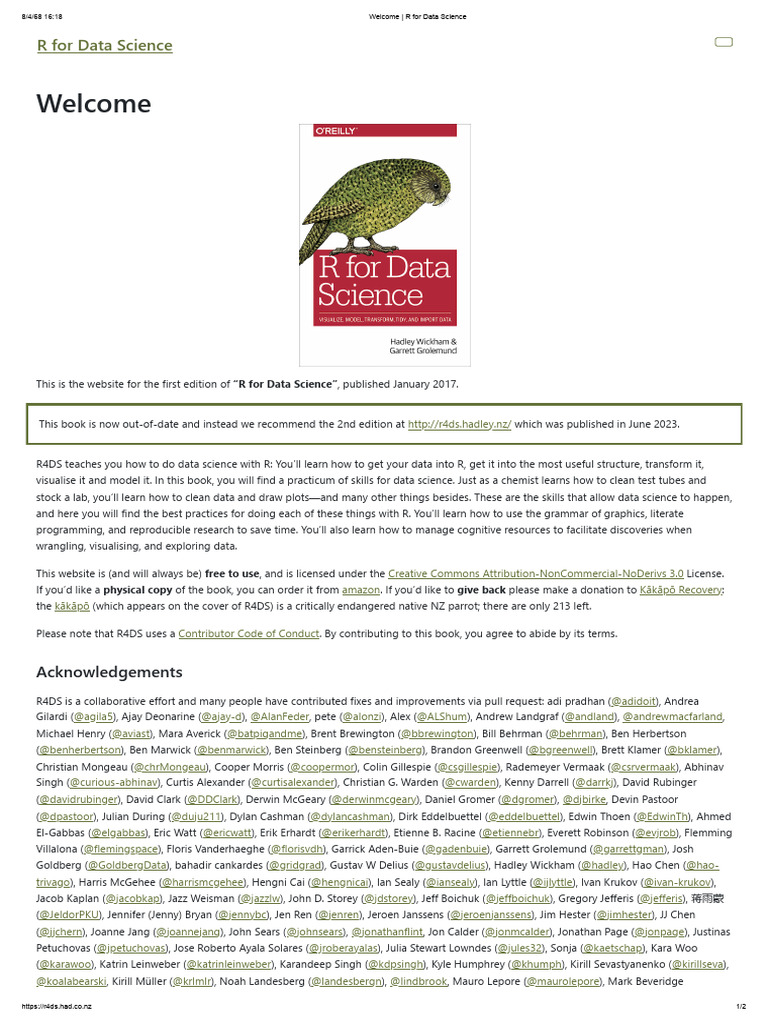 Welcome - R For Data Science | PDF | Methodology | Cognitive Science