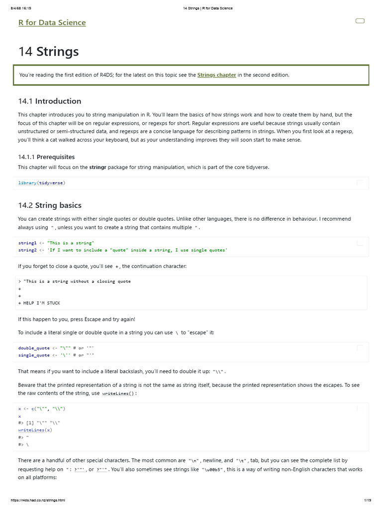 14 Strings - R For Data Science | PDF | Regular Expression | Linguistics