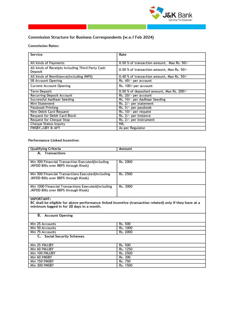 NEW Commission Structure | PDF | Cheque | Transaction Account