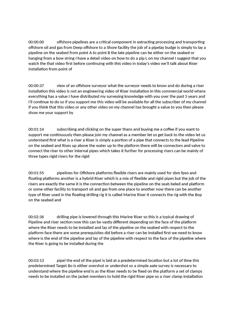 Riser Installation Summarise | PDF